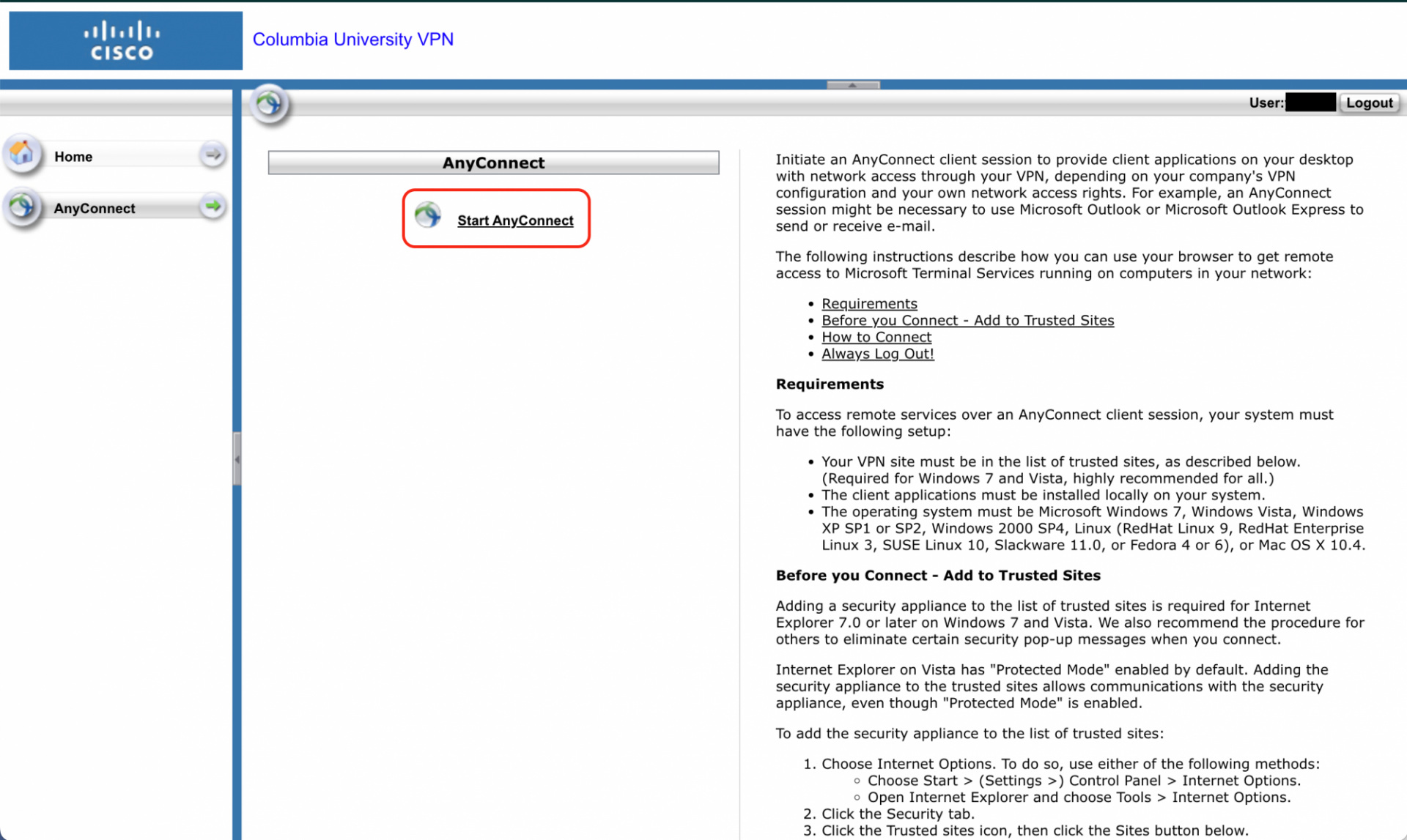 Installing the Cisco AnyConnect VPN client | Columbia University ...